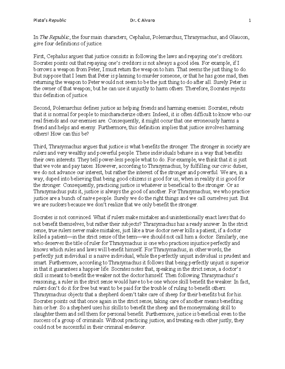 Plato - The Republic - In The Republic, the four main characters ...