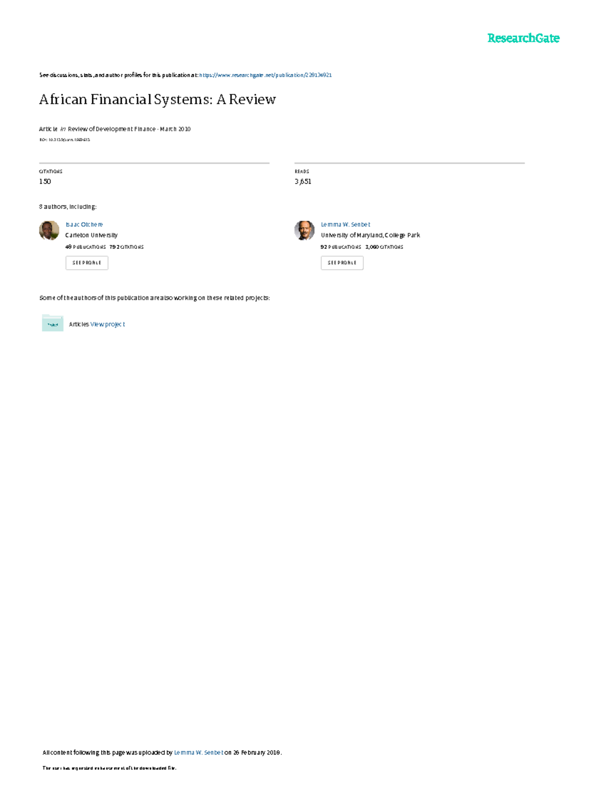 African Financial Systems A Review - See discussions, stats, and author ...