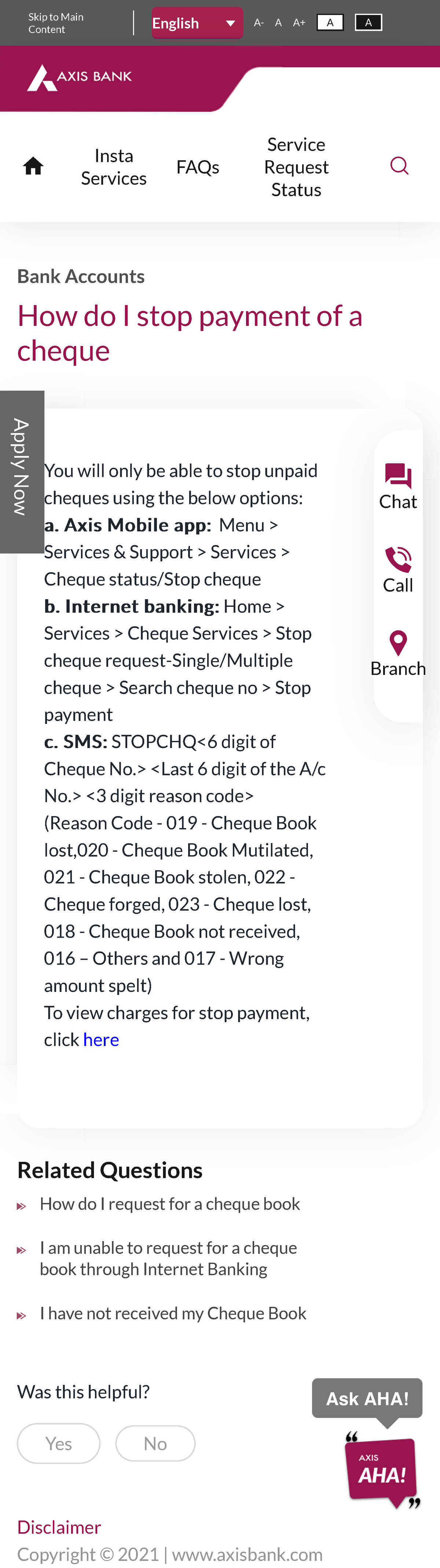 How do I stop payment of a cheque - Skip to Main Content A- A A+ A A ...