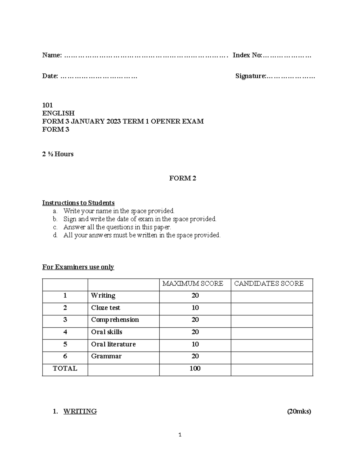 English F2T3 2022 QS - ..................................................... - Name: - Studocu