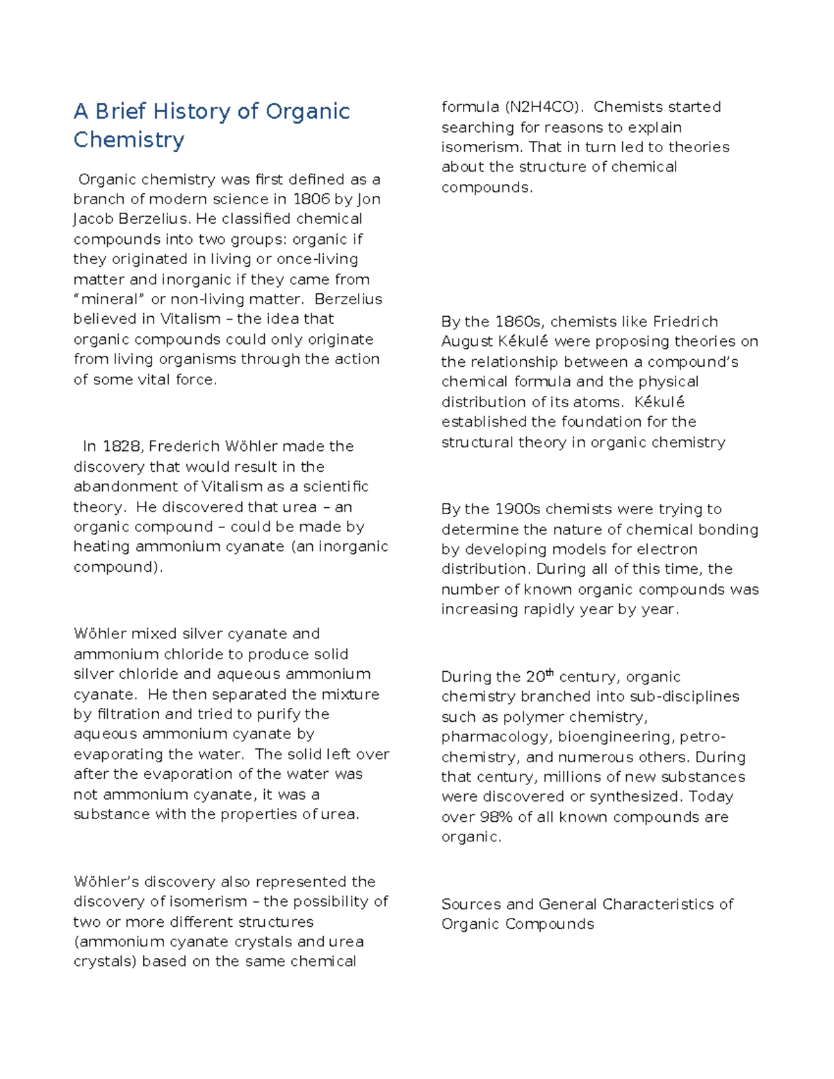 [ Orgchem LEC] - TAN Midterm REV - A Brief History of Organic Chemistry ...
