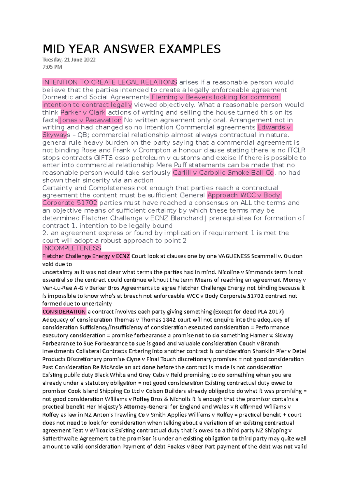 MID YEAR Answer Examples - MID YEAR ANSWER EXAMPLES Tuesday, 21 June ...