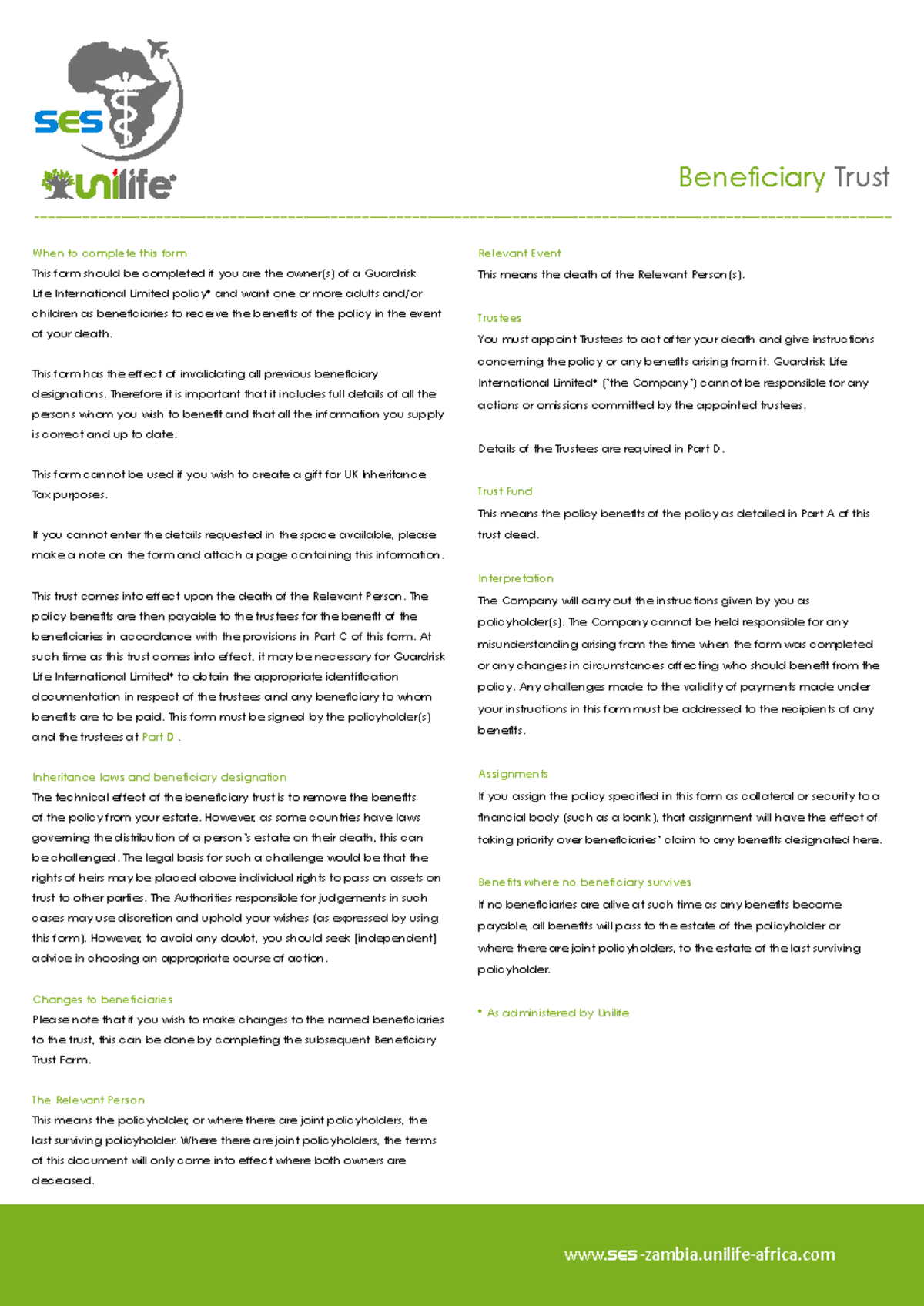 Beneficiary Trust - Beneficiary Trust When to complete this form This ...