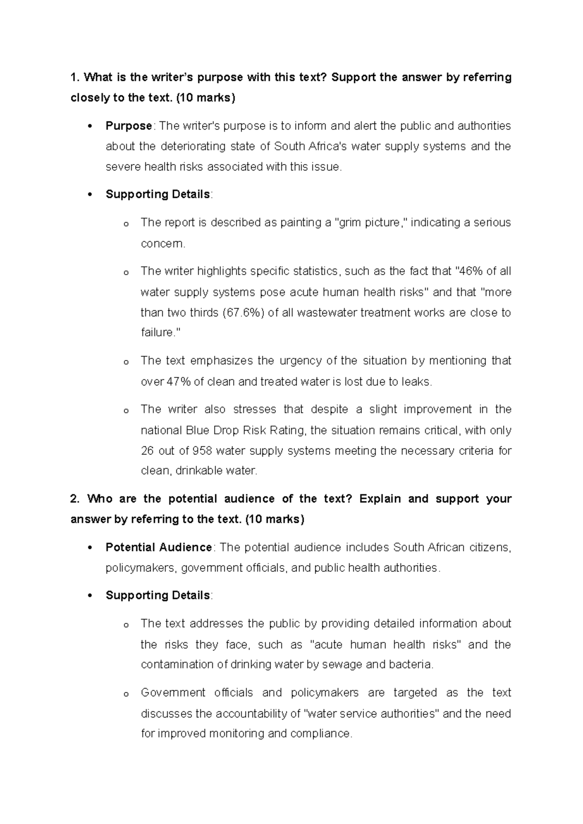 ENG1502 Assessment O3 2024 - 1. What is the writer’s purpose with this ...