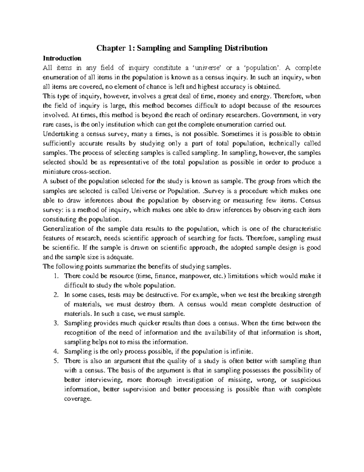 Stat II chapter 1 and 2 - Chapter 1: Sampling and Sampling Distribution ...