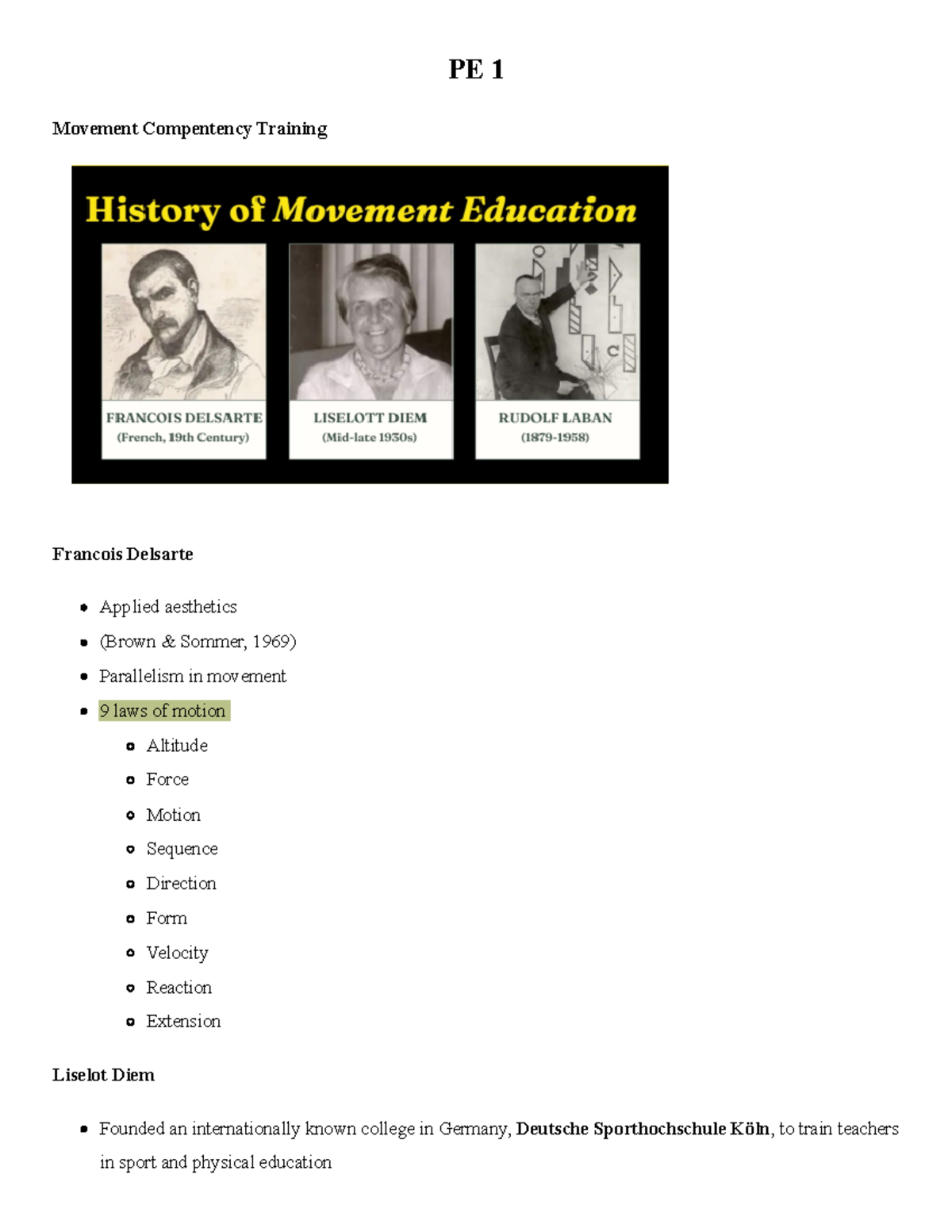 PE 1 - Physical Education - PE 1 Movement Compentency Training Francois ...