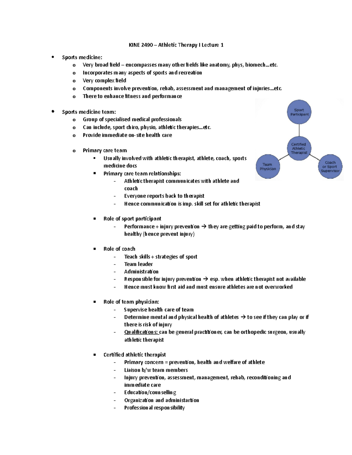 Introduction to Athletic Therapy I - KINE 2490 – Athletic Therapy I ...