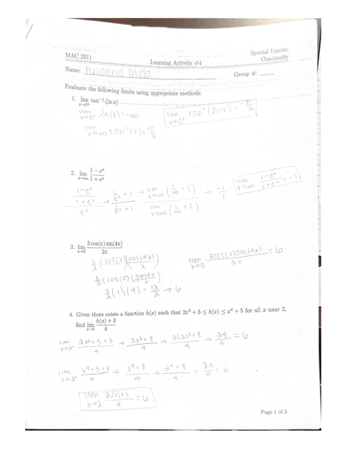Learning Activity 4 - MAC 2311 - Studocu