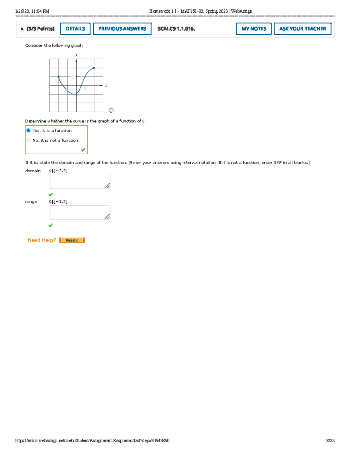 Homework 1 - Calculus - 1/26/23, 11:04 PM Homework 1 - MAT151-03 ...