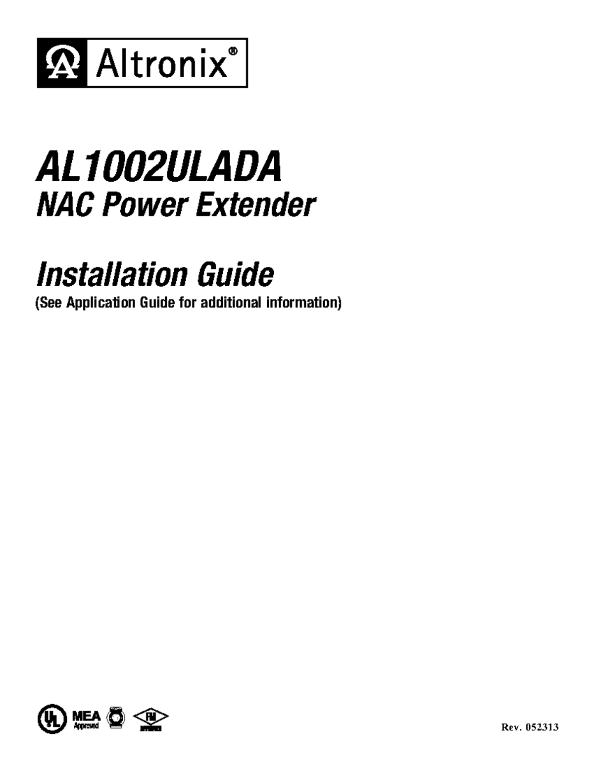 Altronix AL1002 Ulada Installation Instructions - Rev. 052313 ...