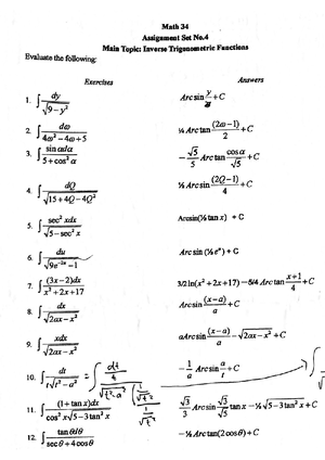 Integral Calculus Ass Set9 - Mechanical Engineering - Studocu
