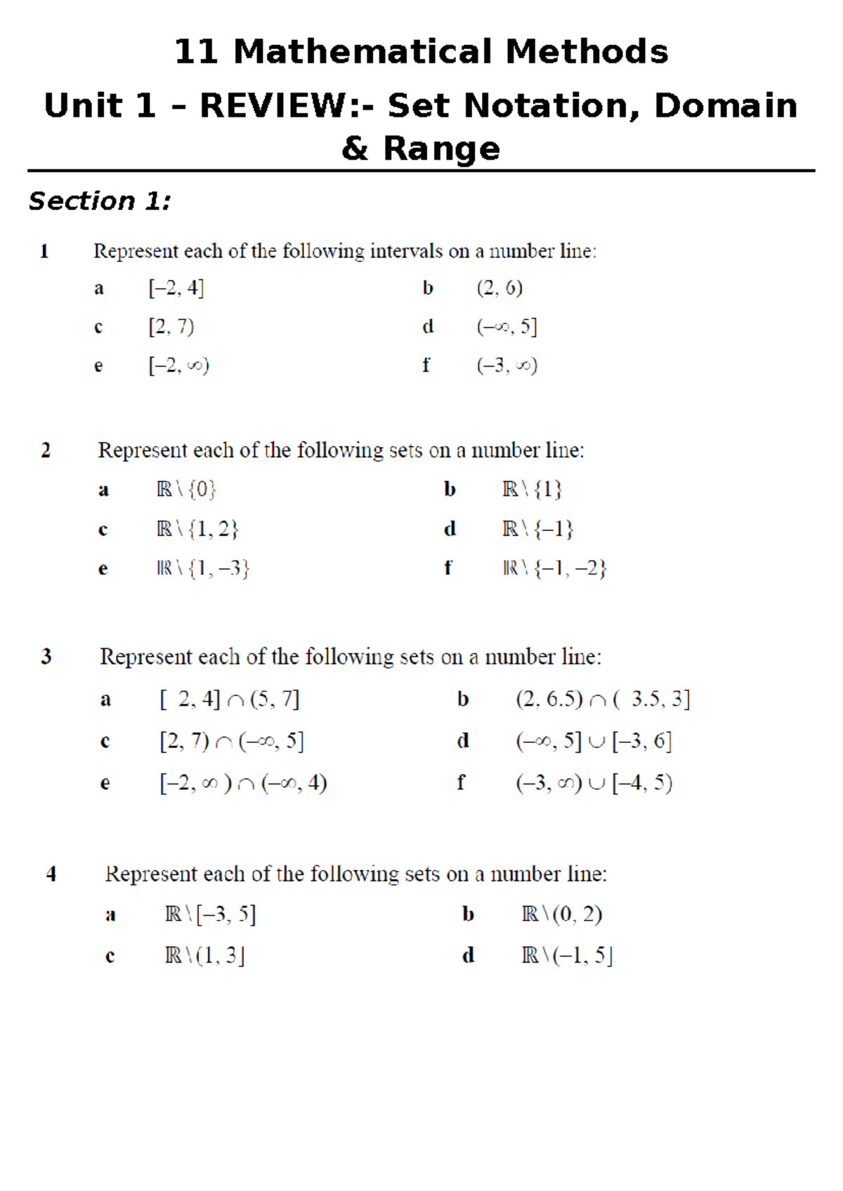 Review - Set Notation, Domain & Range (Practice Questions) - 11 ...