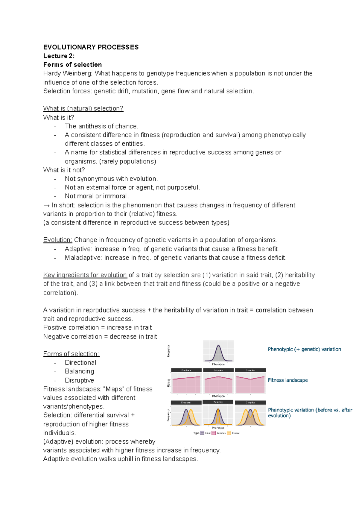 Evolutionary Processes - EVOLUTIONARY PROCESSES Lecture 2: Forms of ...