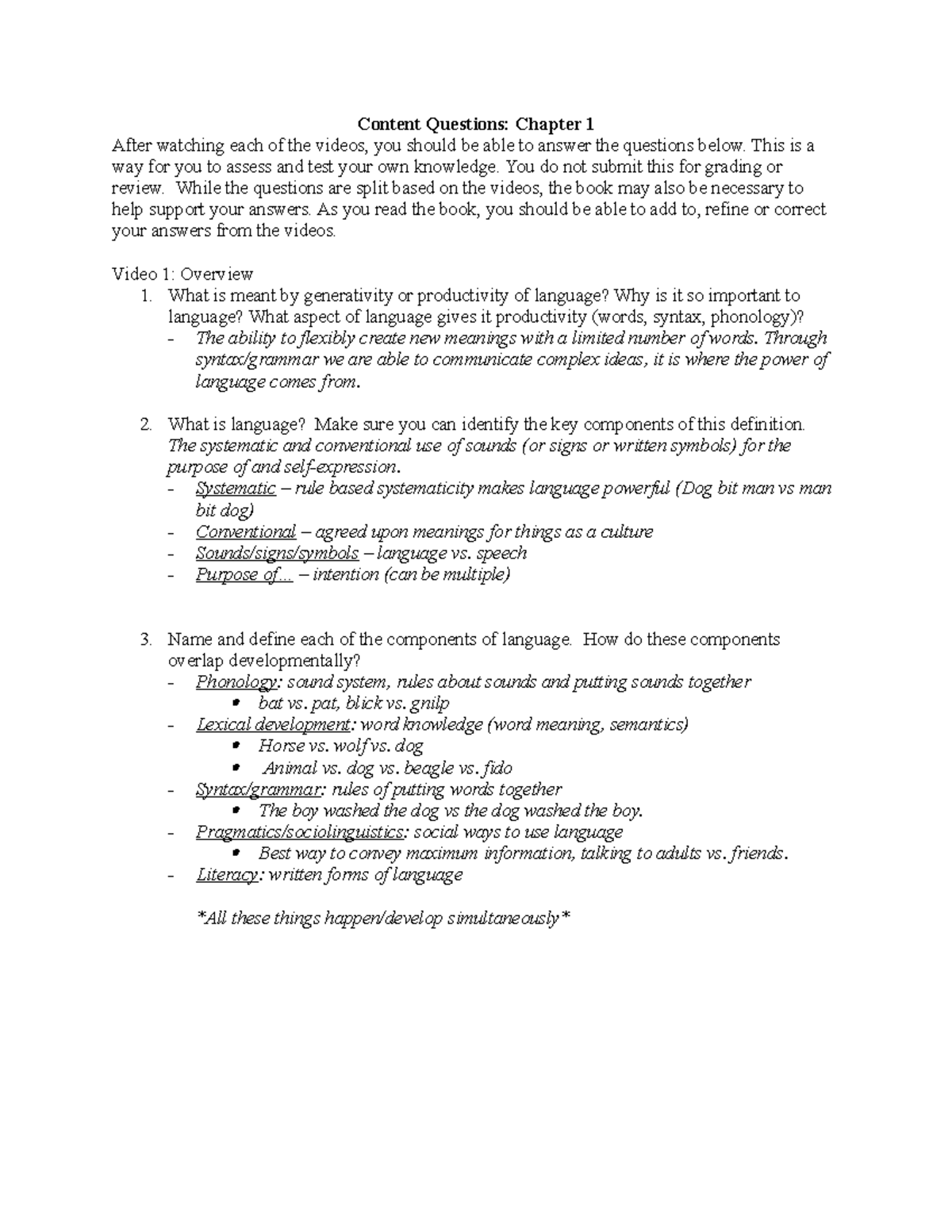 Content Questions Chapter 1 - This is a way for you to assess and test ...