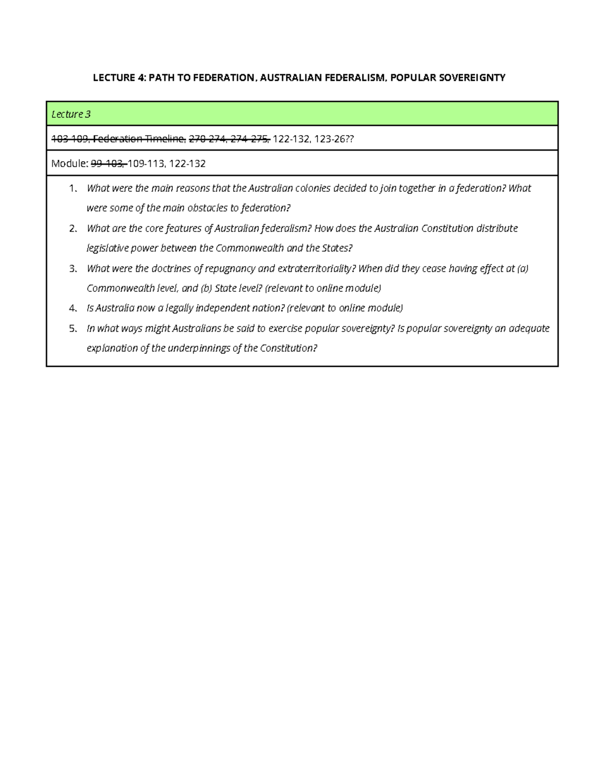 Lecture 2B PATH TO Federation, Australian Federalism, Popular ...