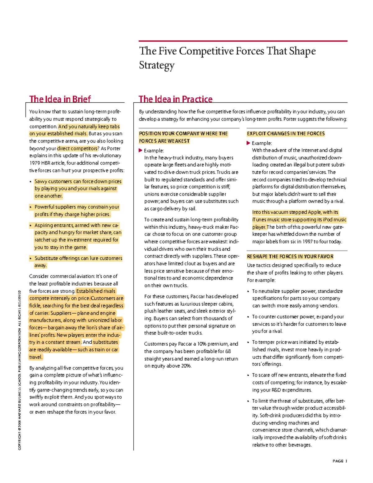 Article - Five Forces - Update - The Five Competitive Forces That Shape ...
