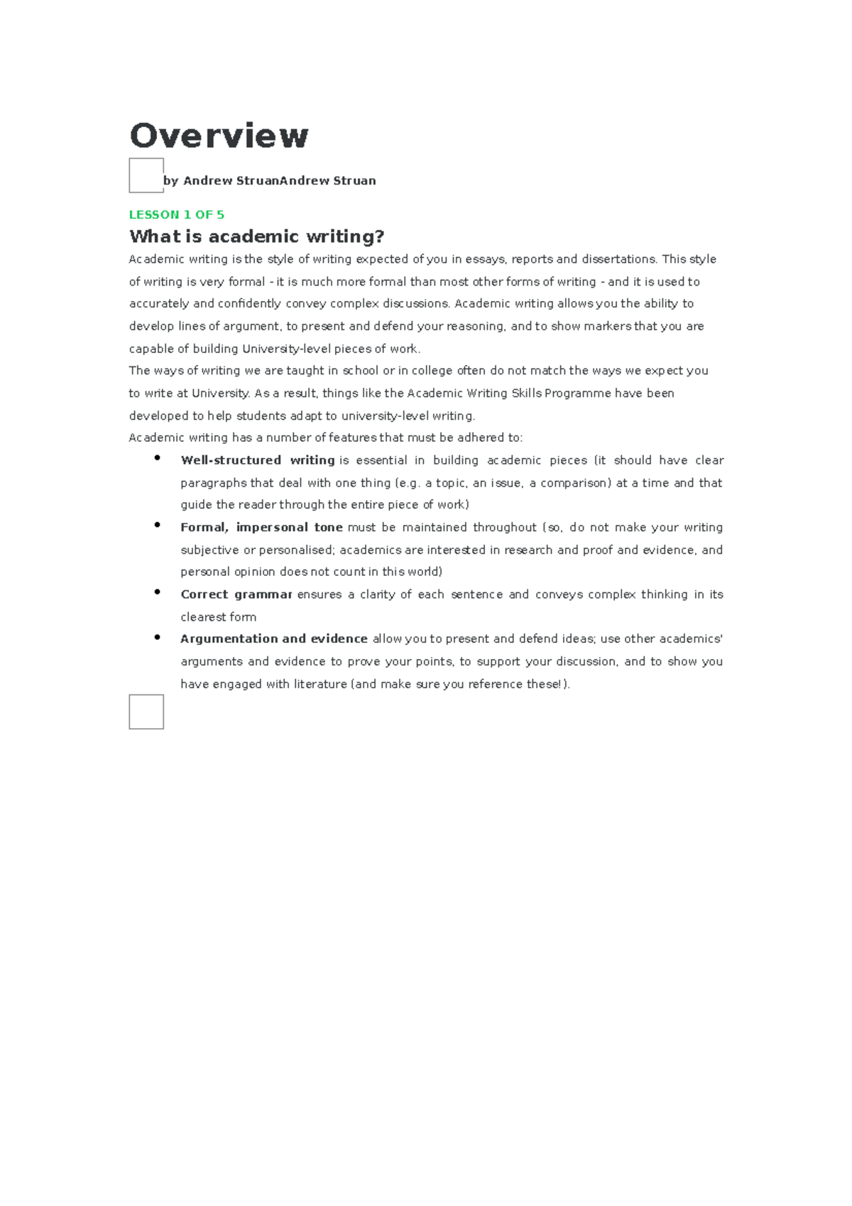 Introduction to Academic Writing - Overview by Andrew StruanAndrew ...