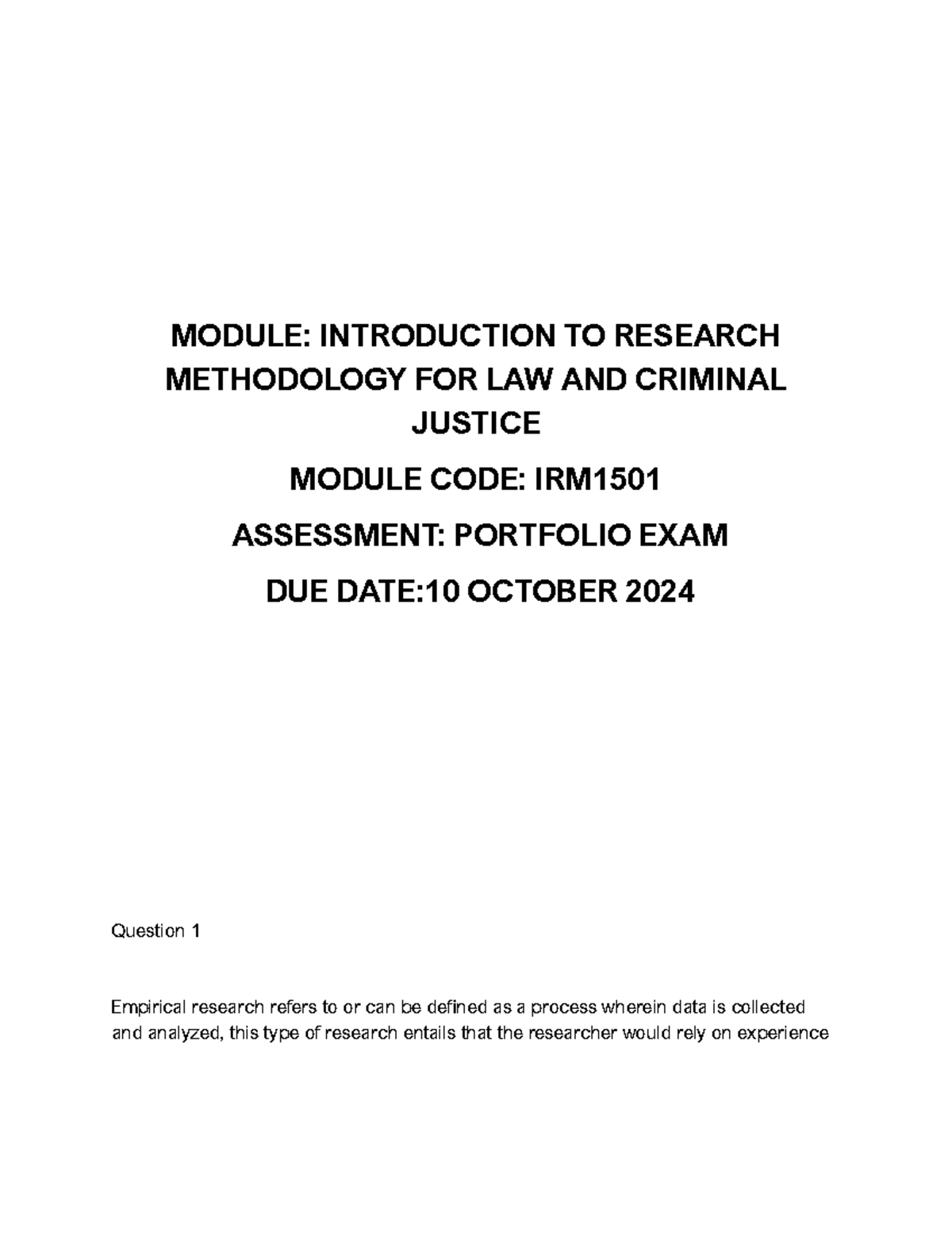 Portfolio 2024 - MODULE: INTRODUCTION TO RESEARCH METHODOLOGY FOR LAW ...