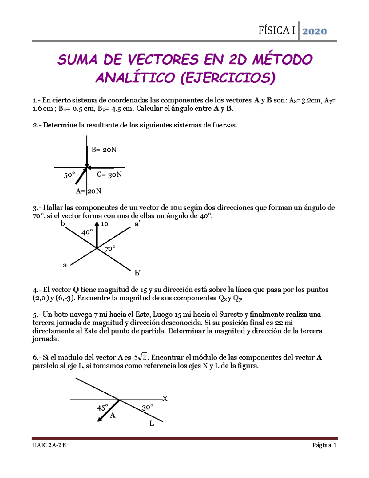 2 Taller Suma De Vectores En 2d Método Analítico Suma De Vectores En