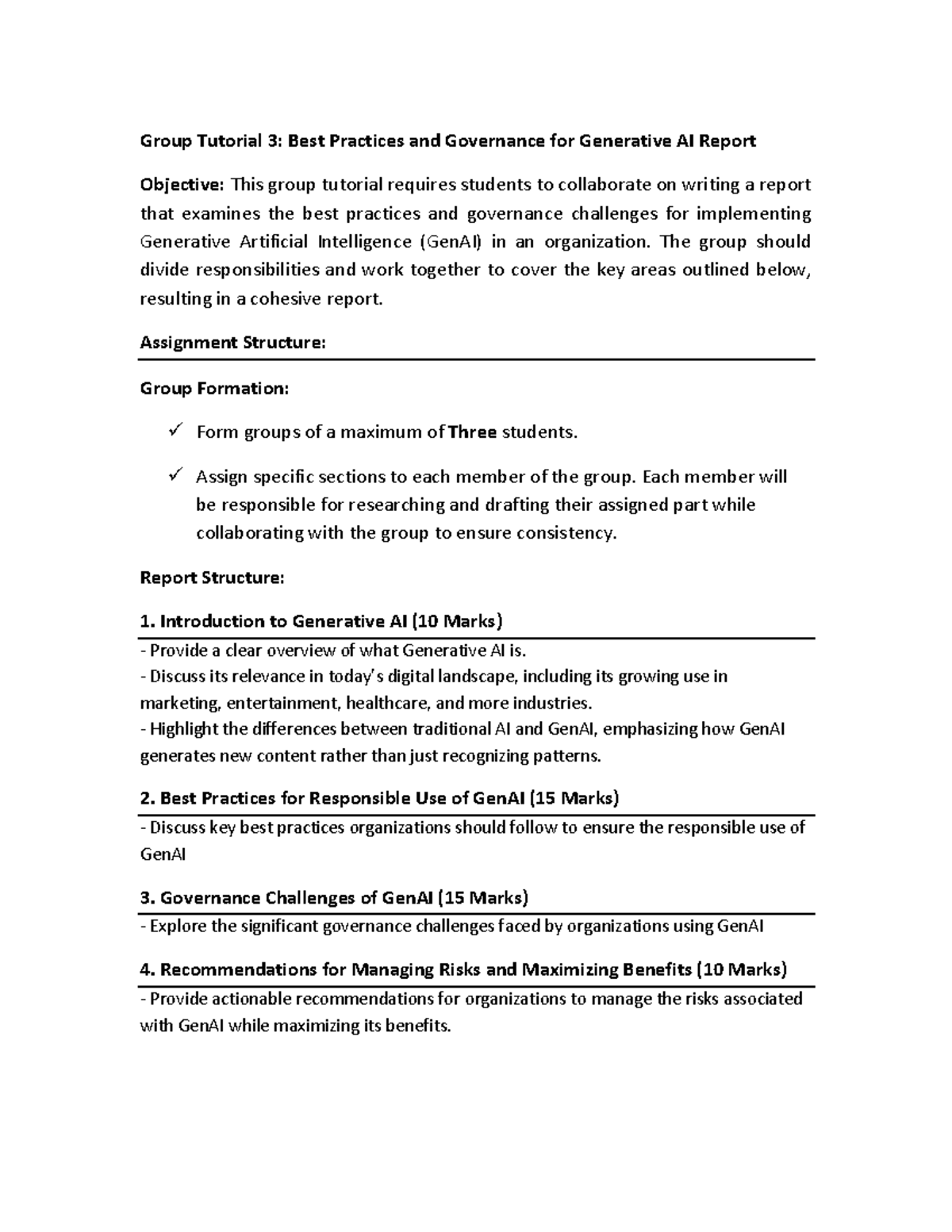Tutorial 3 - Group Tutorial 3: Best Practices and Governance for Generative AI Report Objective ...