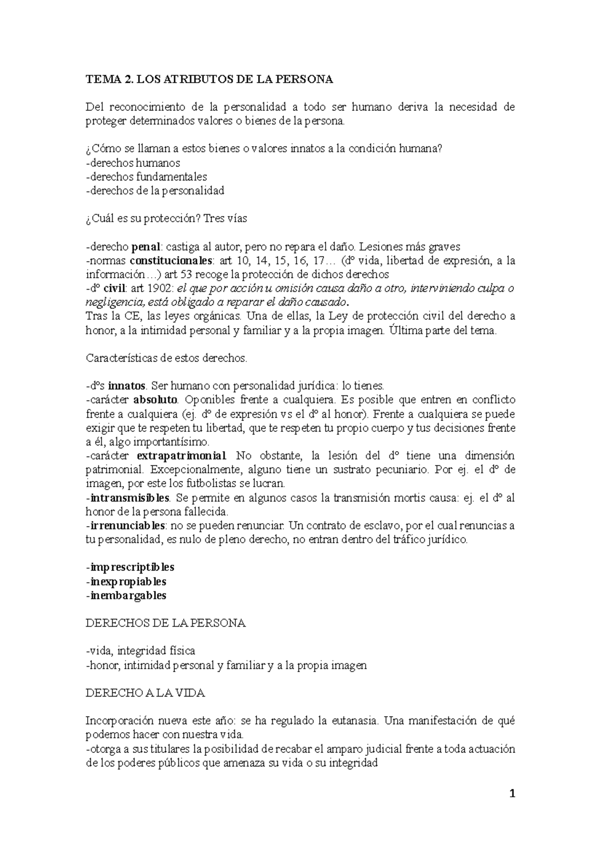 TEMA 2 - TEMA 2. LOS ATRIBUTOS DE LA PERSONA Del reconocimiento de la ...