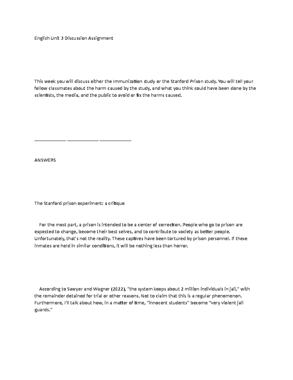 English Unit 3 Discussion Assignment - English Unit 3 Discussion ...