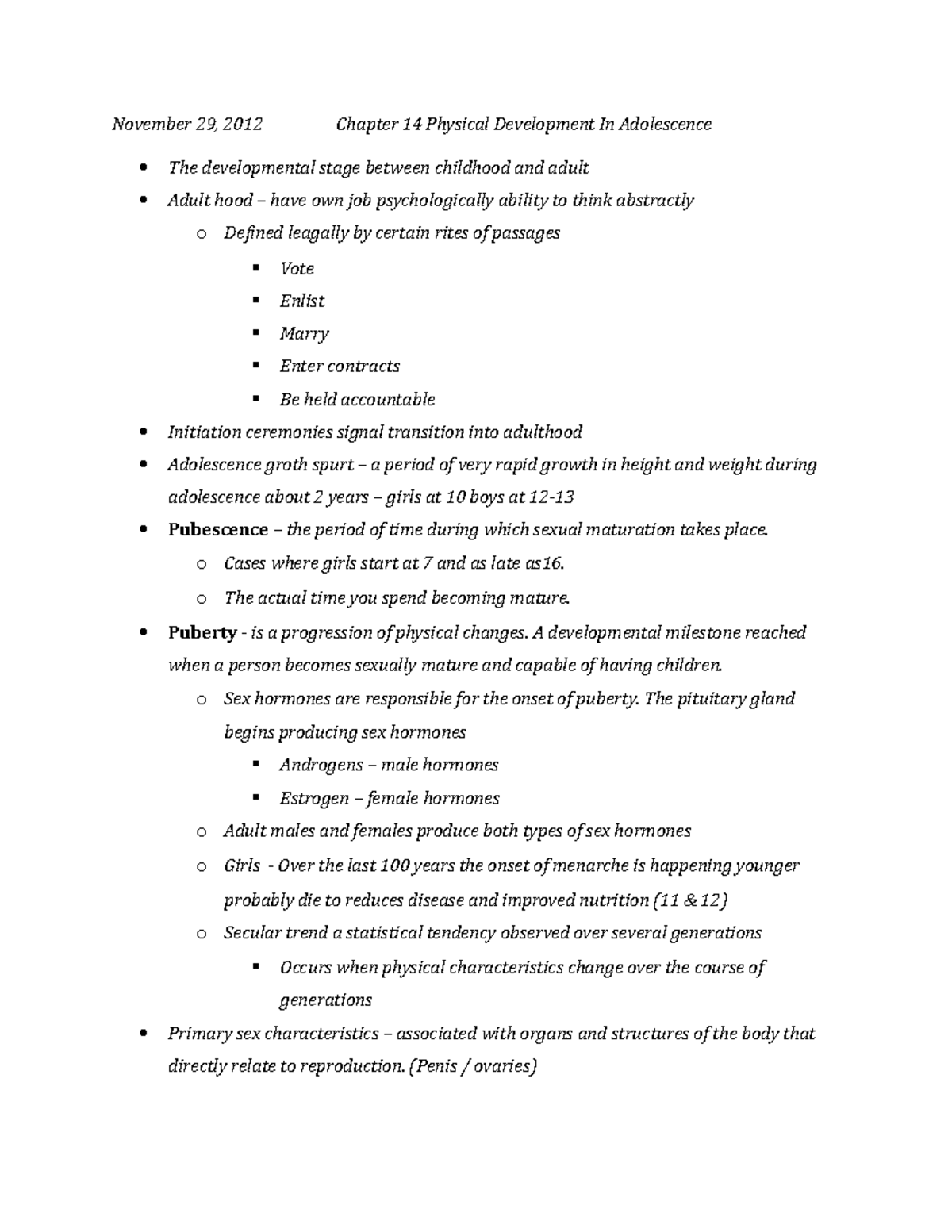 FCS Notes - November 29, 2012 Chapter 14 Physical Development In ...