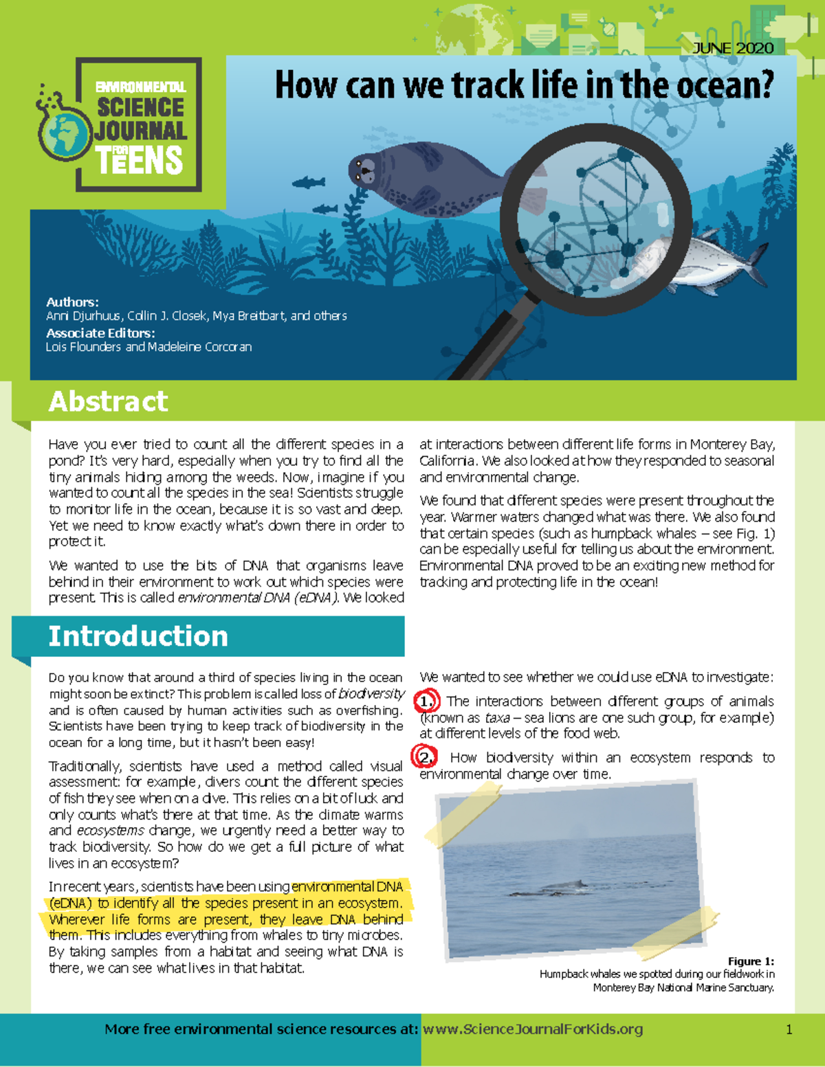 Ocean Biodiversity Case Study - 1 How can we track life in the ocean ...
