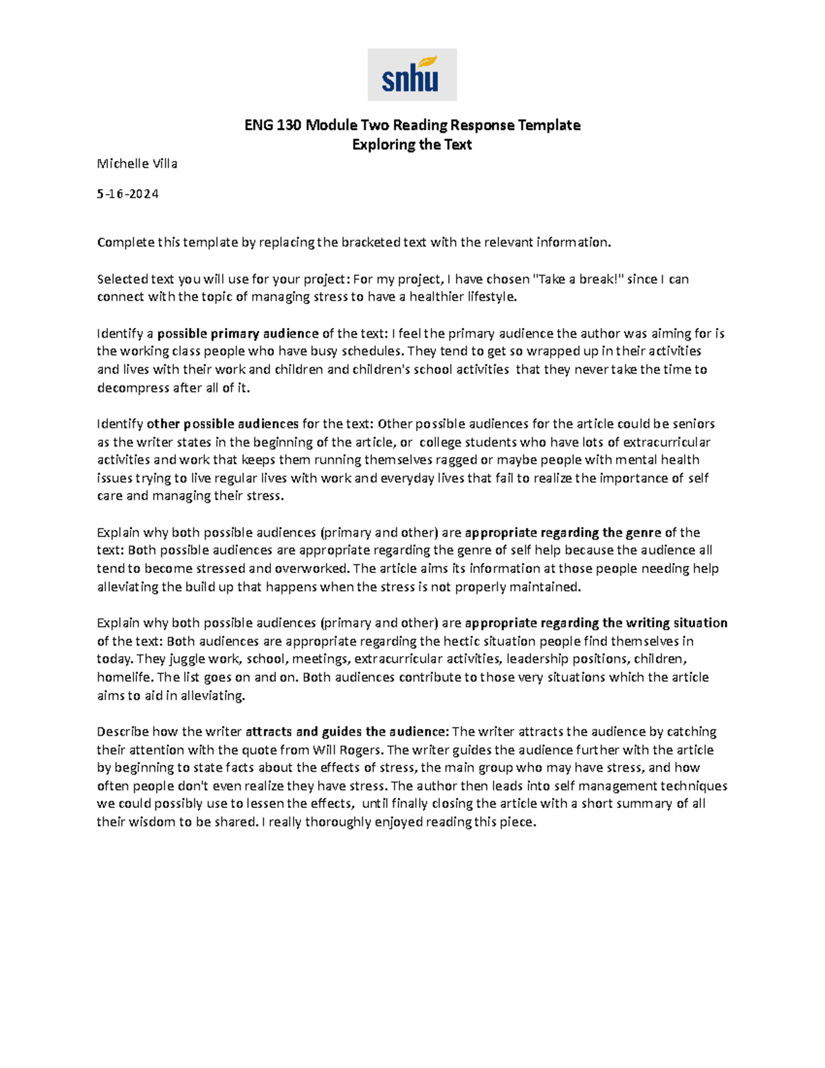 ENG 130 Module Two Reading Response Template - ENG 130 Module Two Reading Response Template ...