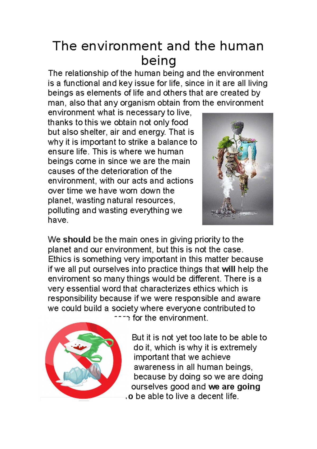The environment and the human being - The environment and the human ...