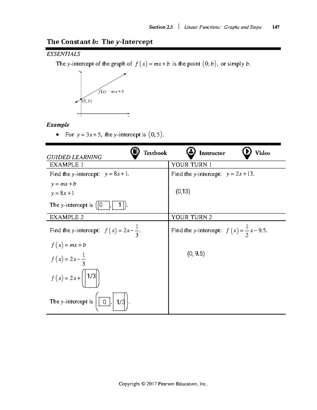 Section 2 - Linear Functions: Graphs and Slope Week 7-9 - The Constant b: The y‐Intercept ...