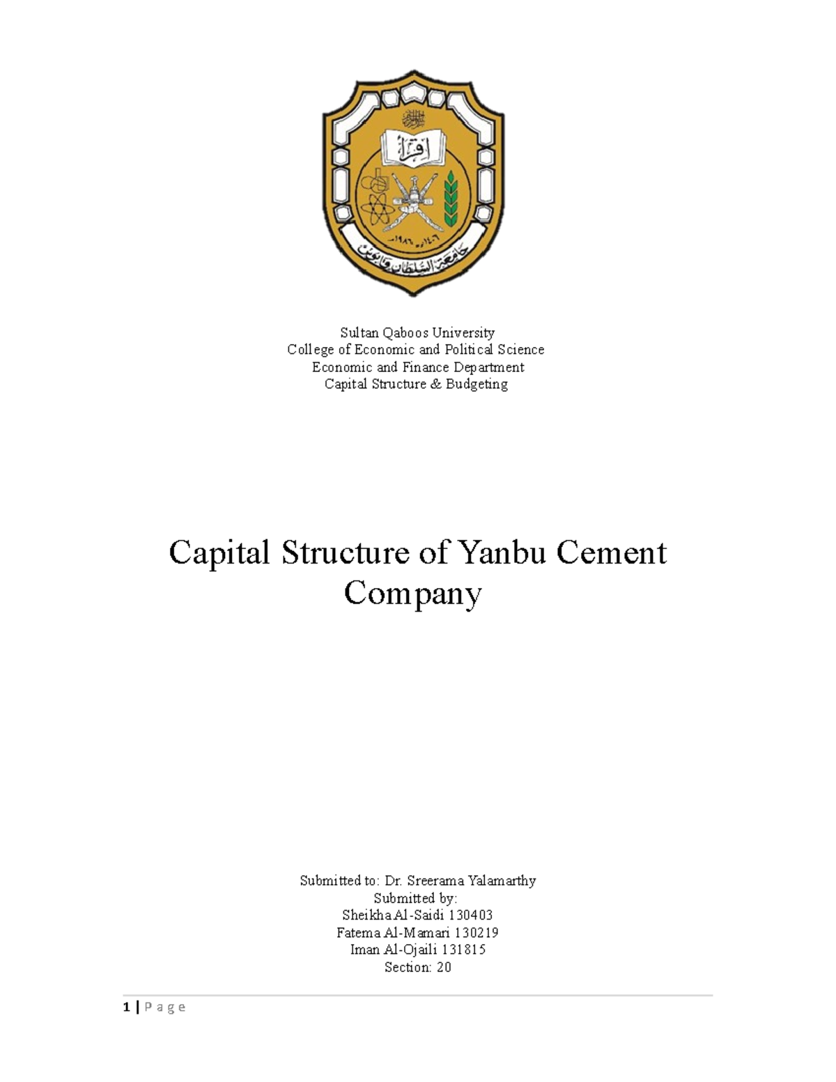 Capital Structure - Sultan Qaboos University College of Economic and ...