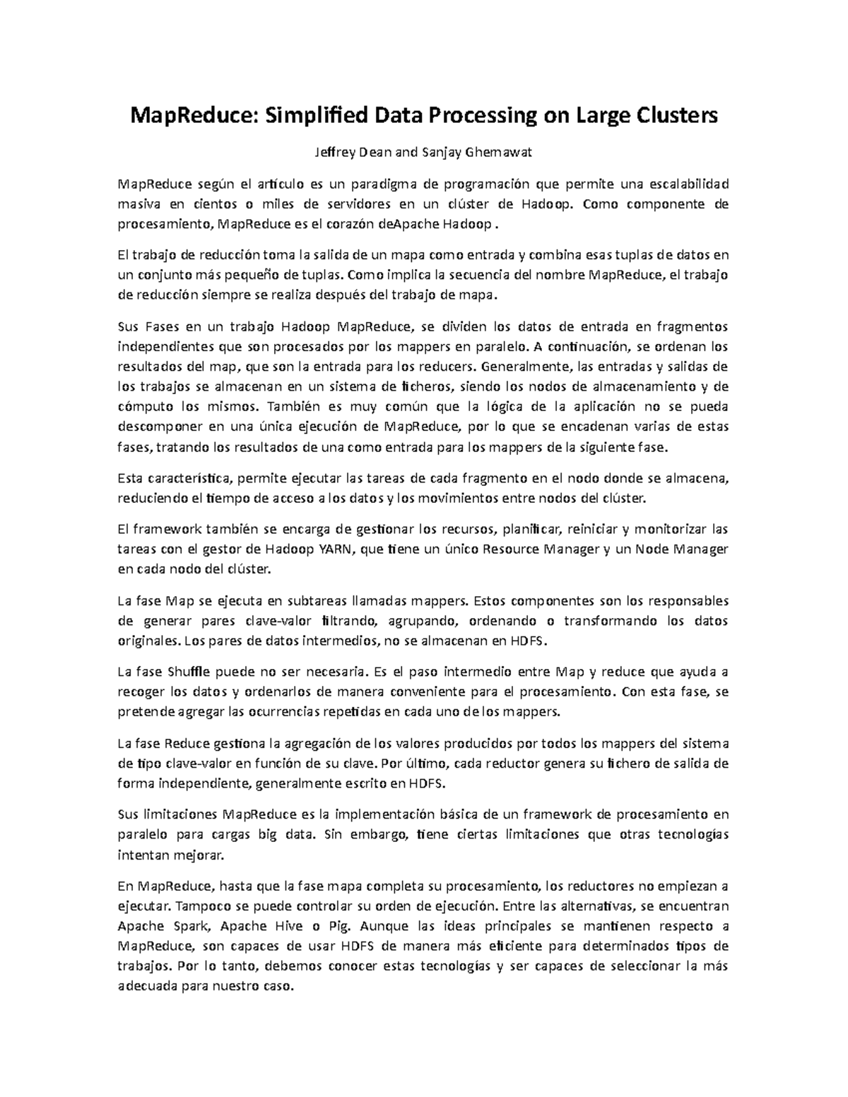 Map Reduce - tarea - MapReduce: Simplified Data Processing on Large ...