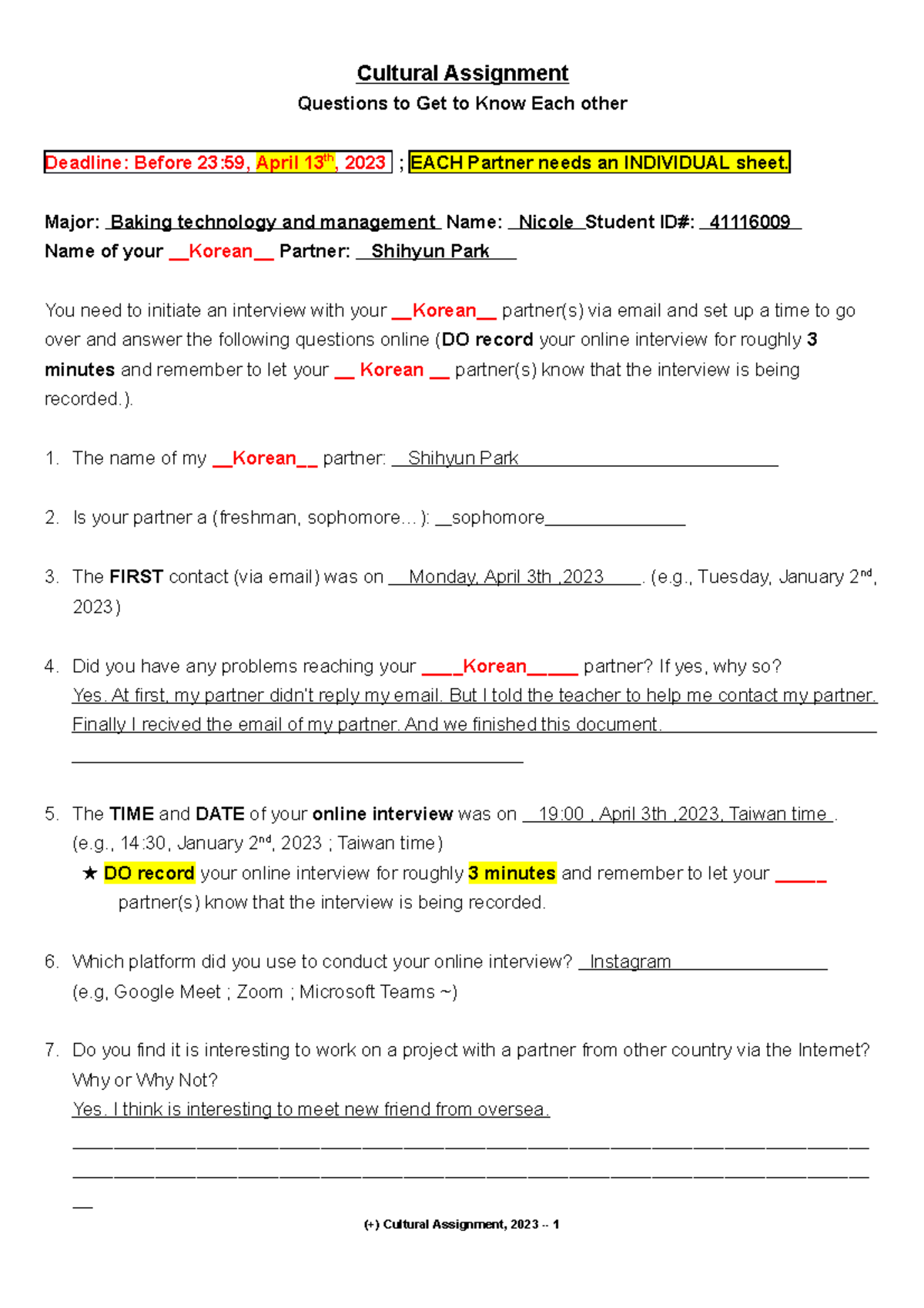 41116009 Nicole-word assignment - Cultural Assignment Questions to Get ...