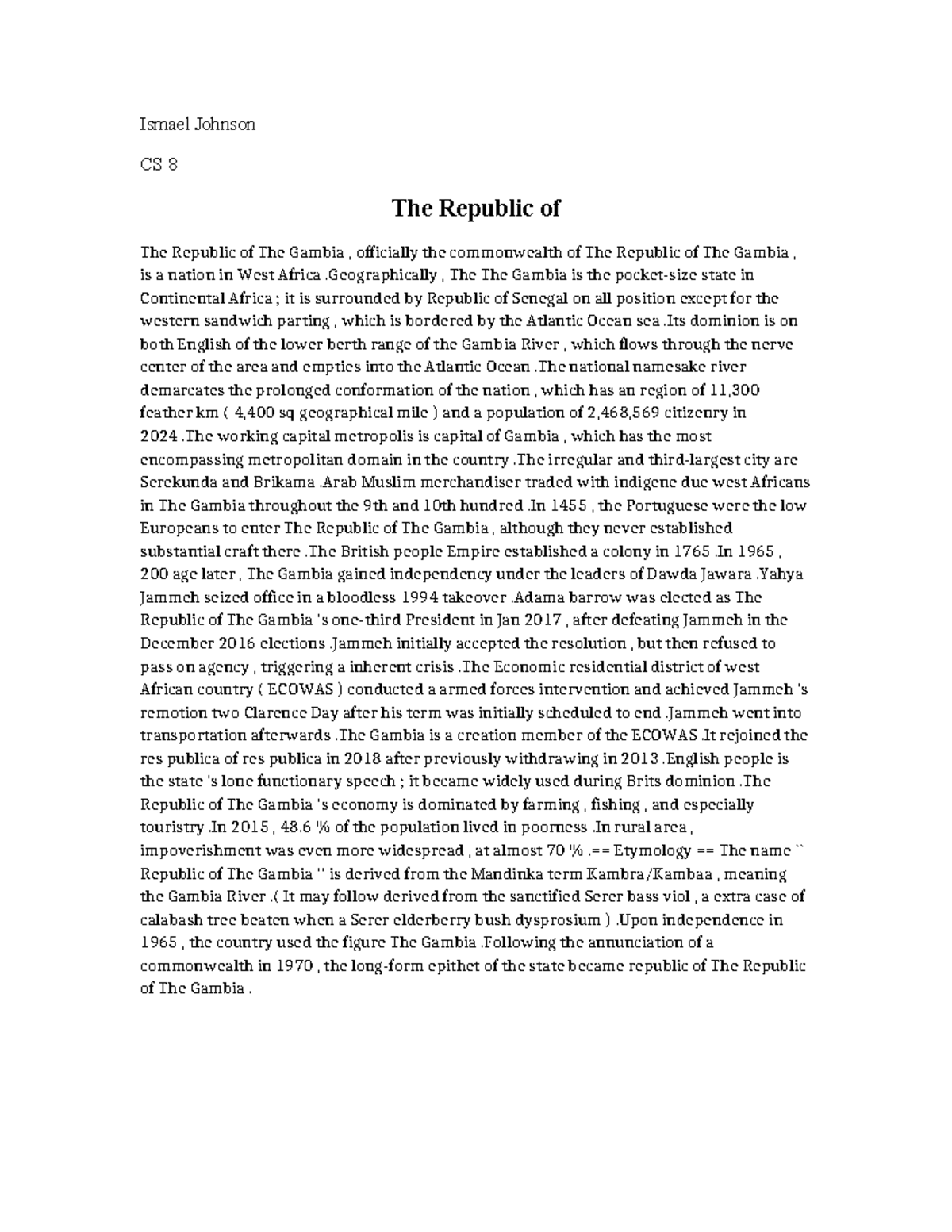 1 The Republic of - just yapping - Ismael Johnson CS 8 The Republic of ...