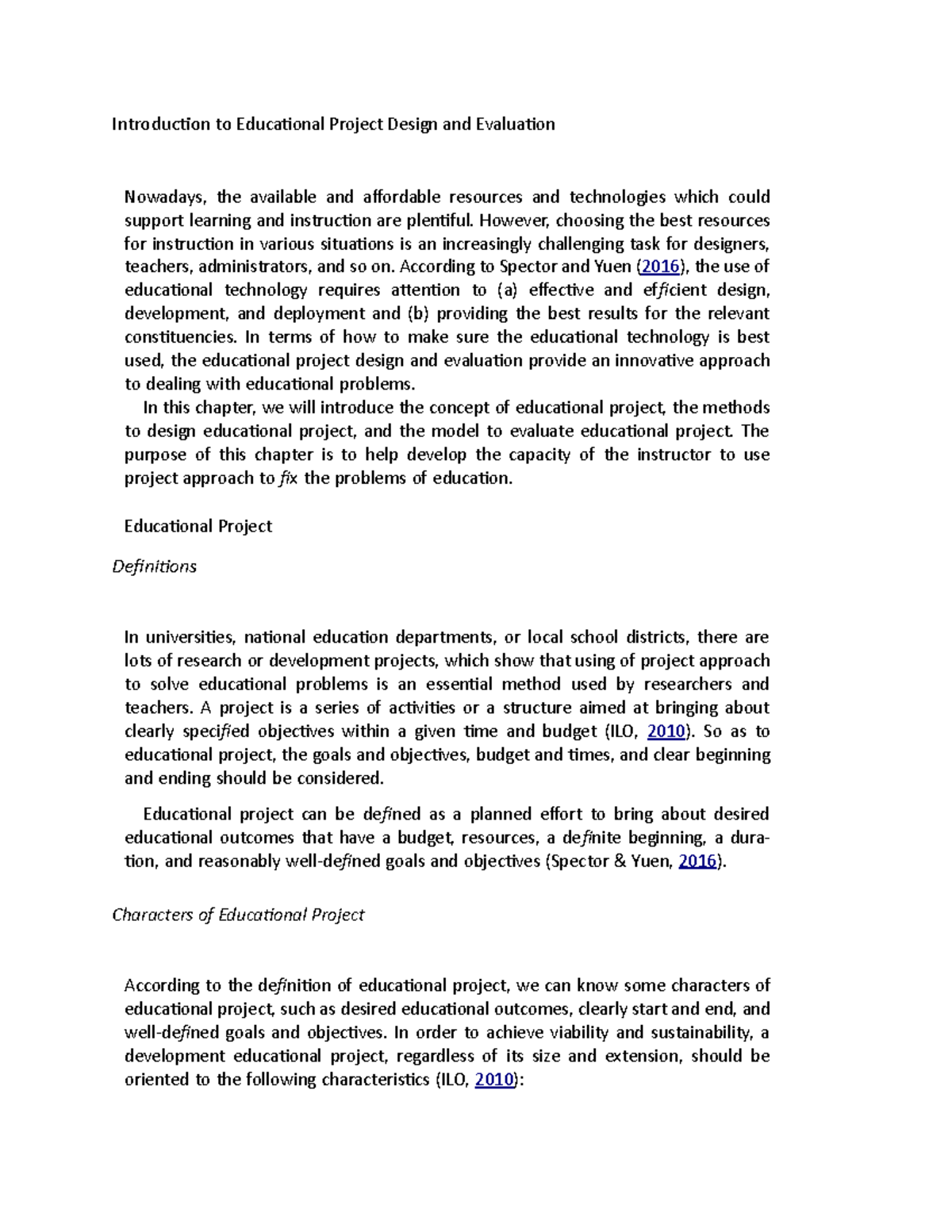 Introduction to Educational Project Design and Evaluation - However ...