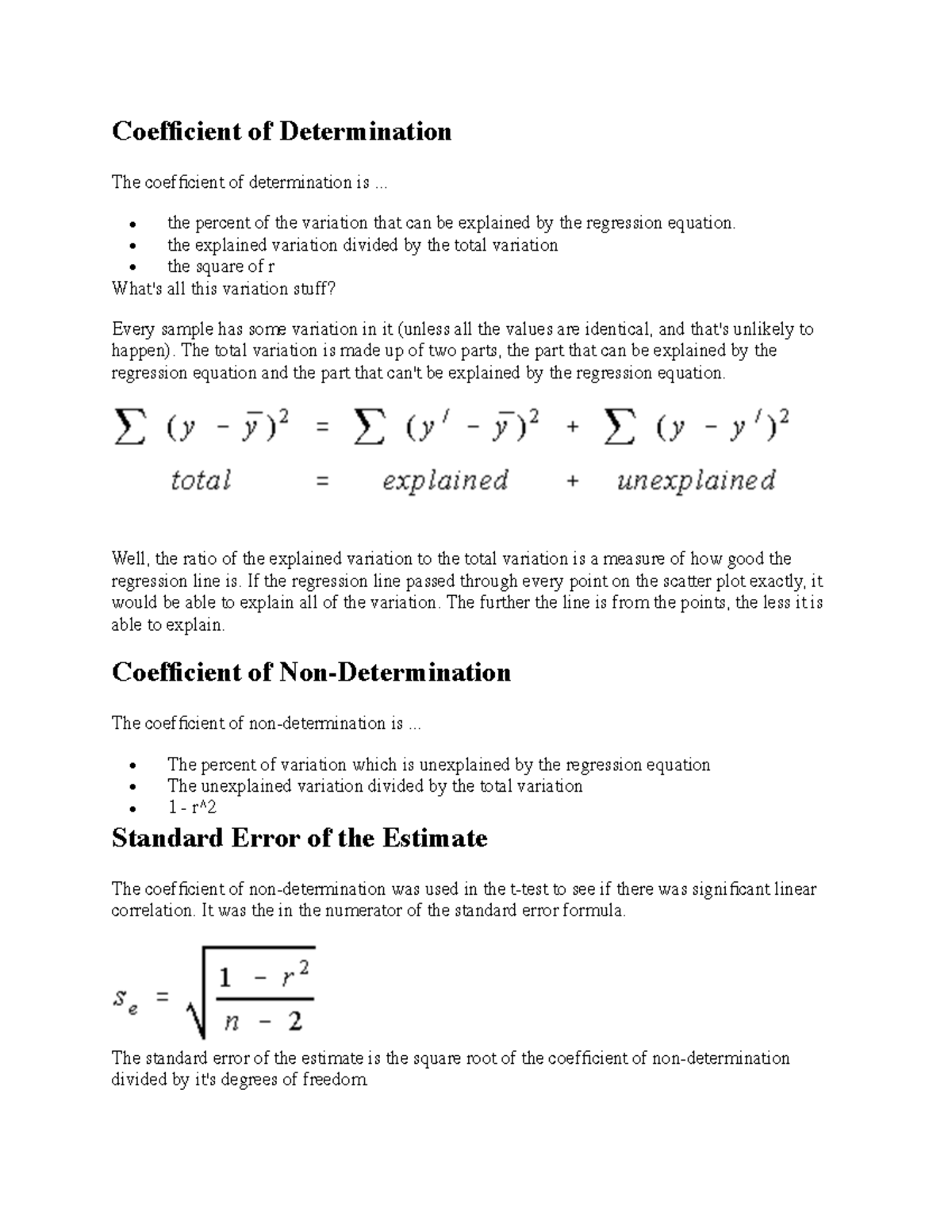 Stats 11 - coefficient of determination class notes - Coefficient of ...
