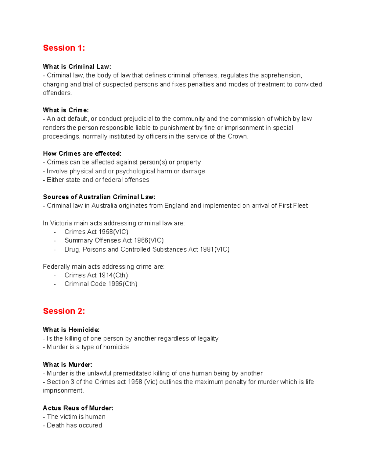 Criminal Law - Lecture Notes - Session 1: What is Criminal Law ...
