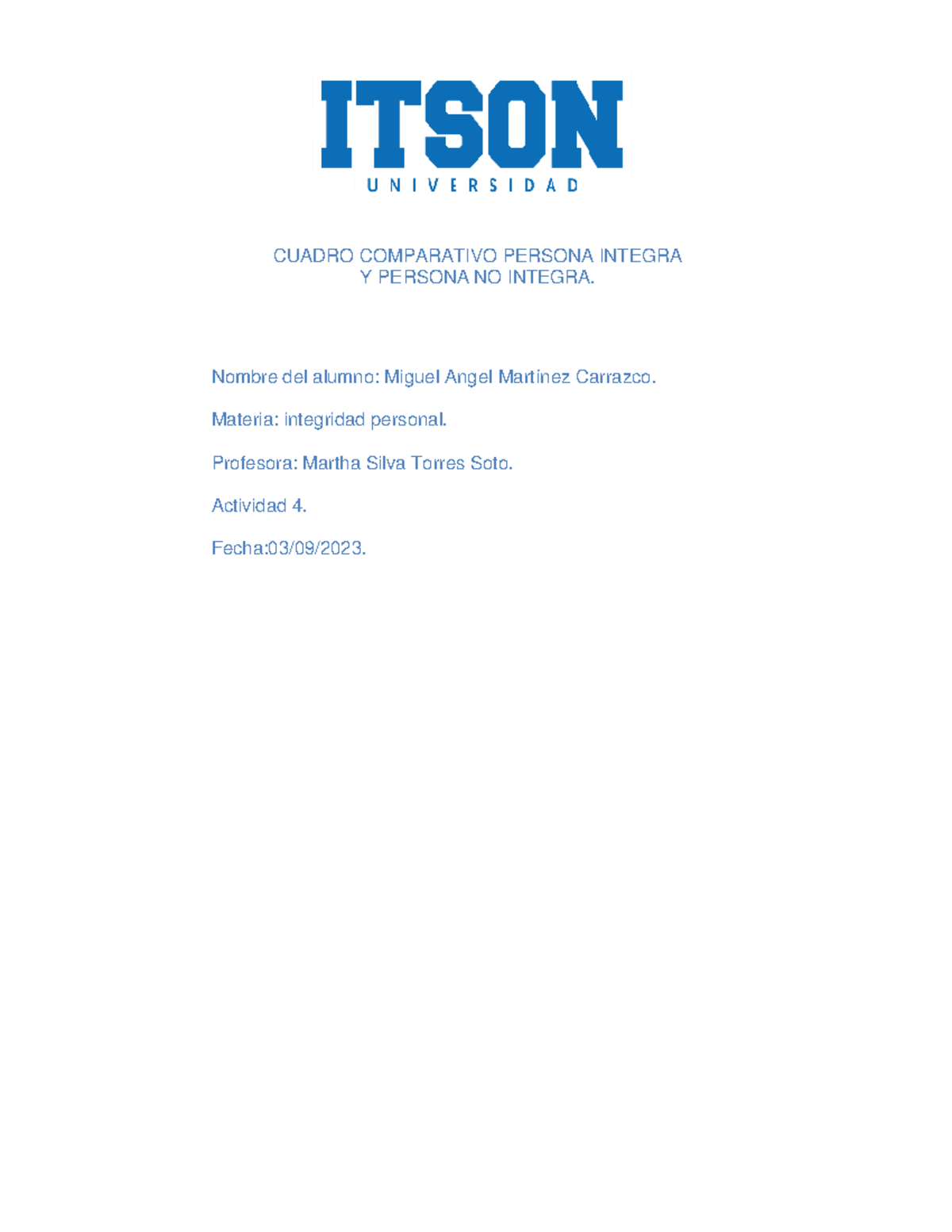 Actividad 4 integridad personal new - CUADRO COMPARATIVO PERSONA ...