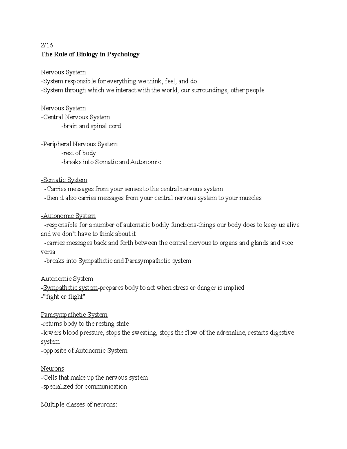 Psych 2 notes - This goes over everything my professor went over in ...