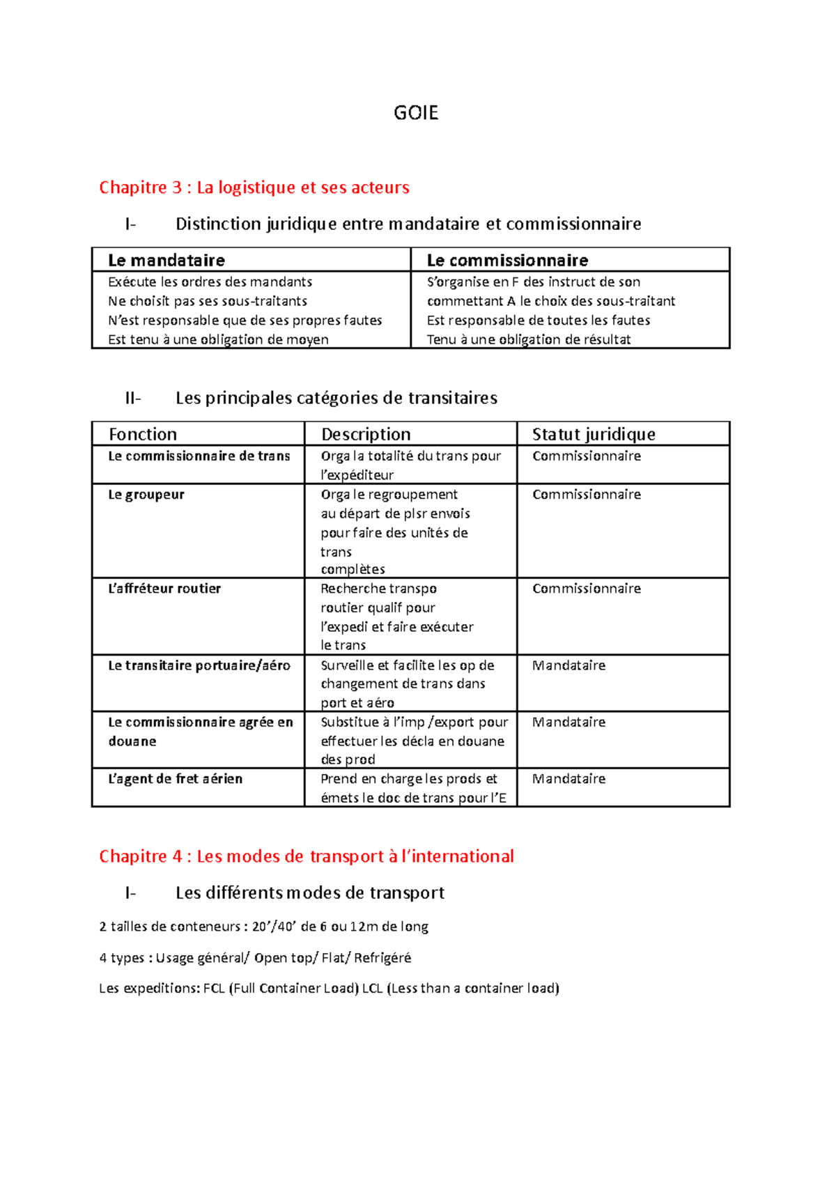 GOIE - note de cours gestion opérationnelle import export - GOIE ...