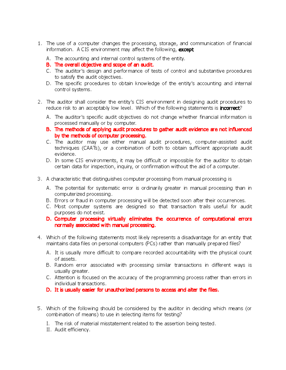 Auditing Theory Reviewer 9 - The use of a computer changes the ...