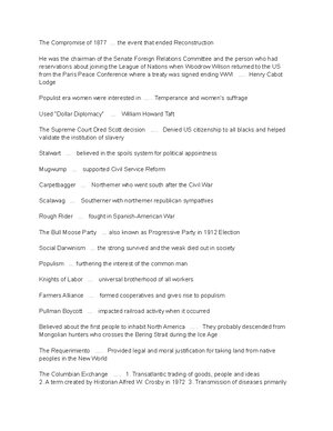 2021- American History- Notes - US History First Exam Study Guide Which ...