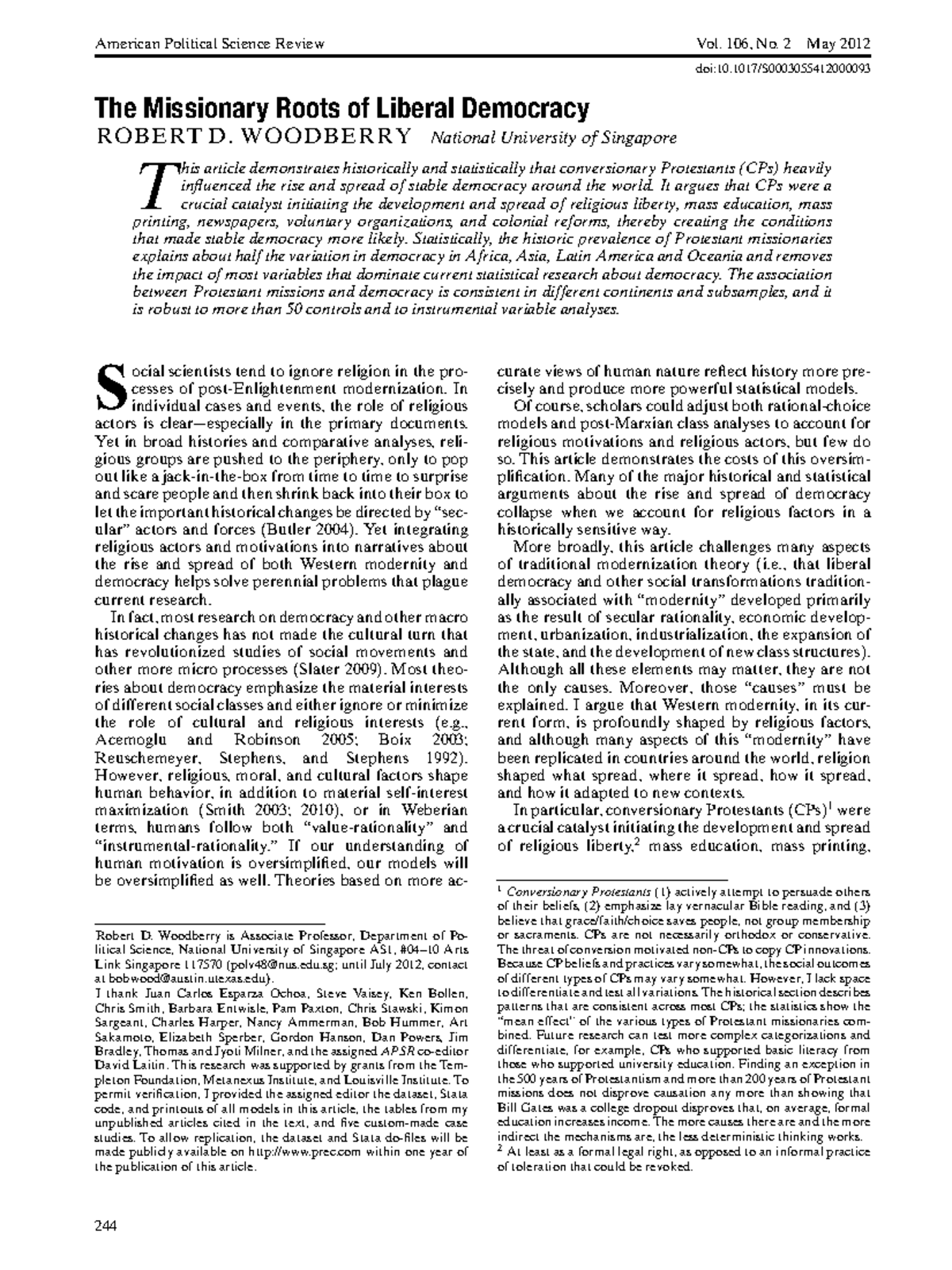 Woodberry APSR 2012 - American Political Science Review Vol. 106, No. 2 ...