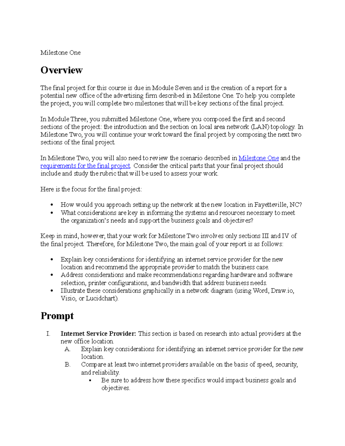 Milestone Two - Milestone One Overview The final project for this ...