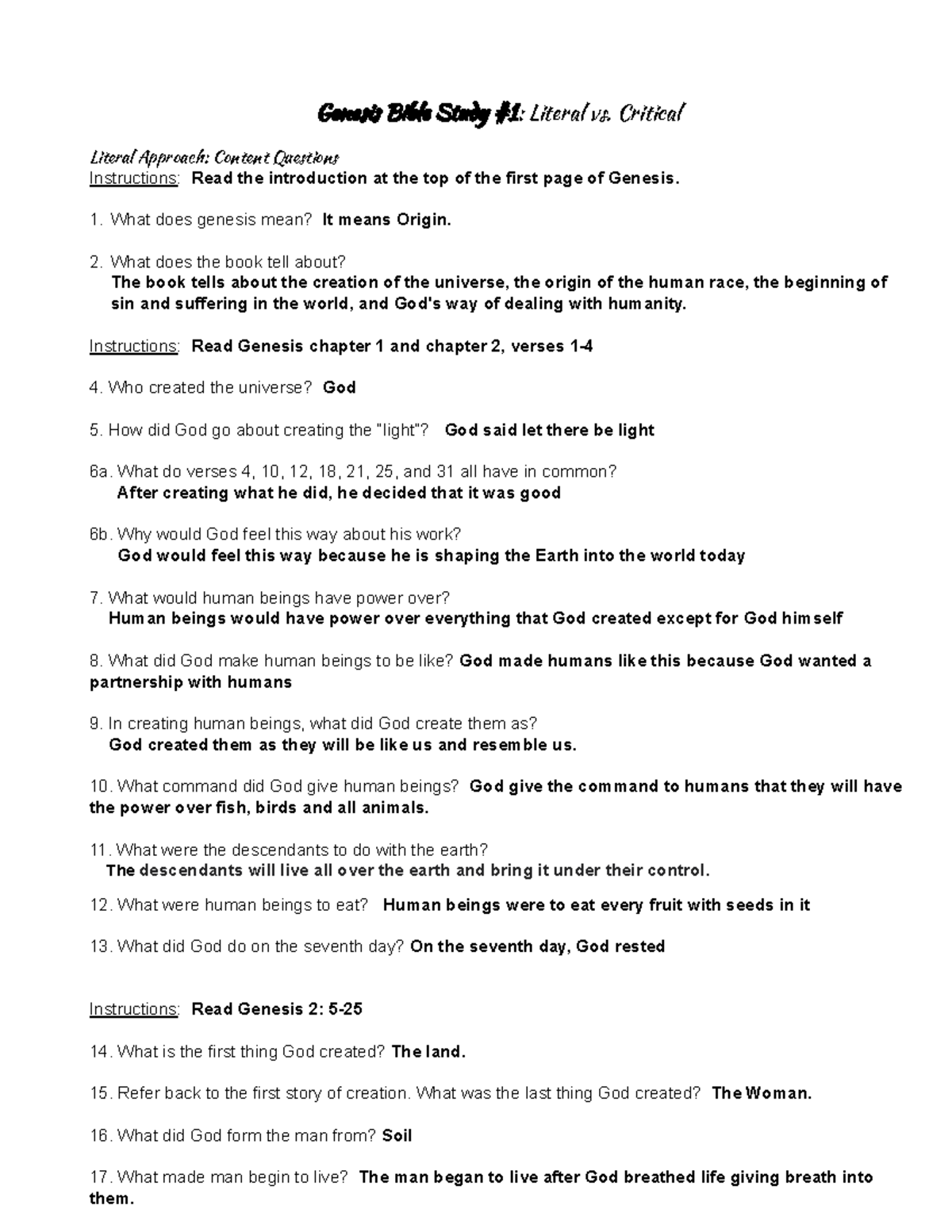 02-Genesis One and Two - Questions and answers about the book of ...