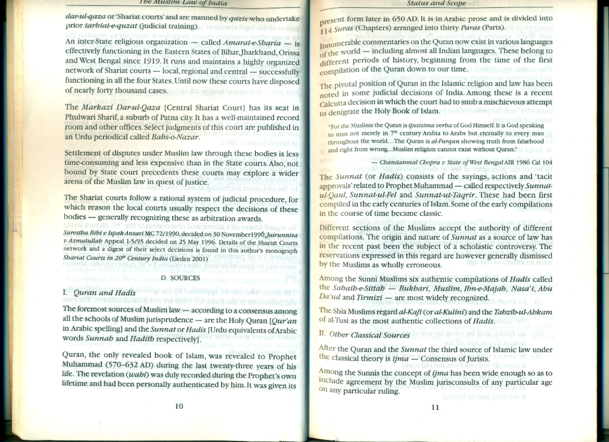 Sources of Muslim Law The Muslim Law in India Tahir Mahmood - Family ...