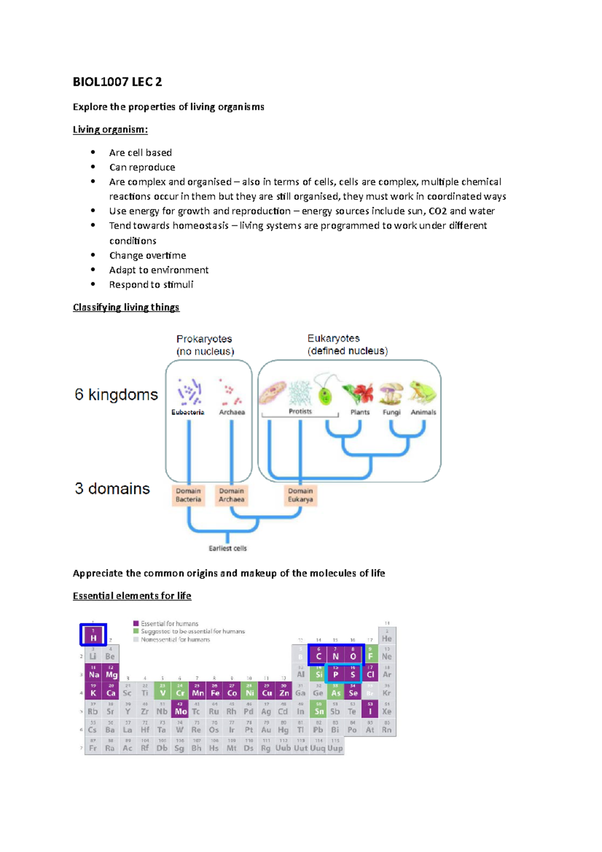 Module 1 Molecules to Ecosystems - BIOL1007 LEC 2 Explore the ...