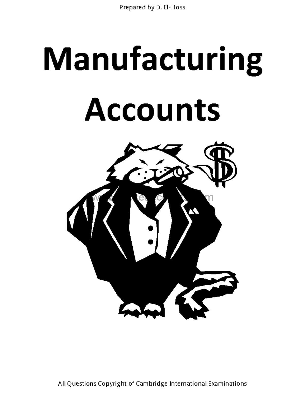 Igcse Accounting Manufacturing Accounts F Manufacturing Accounts Igcseaccounts 5 0452 03 O N
