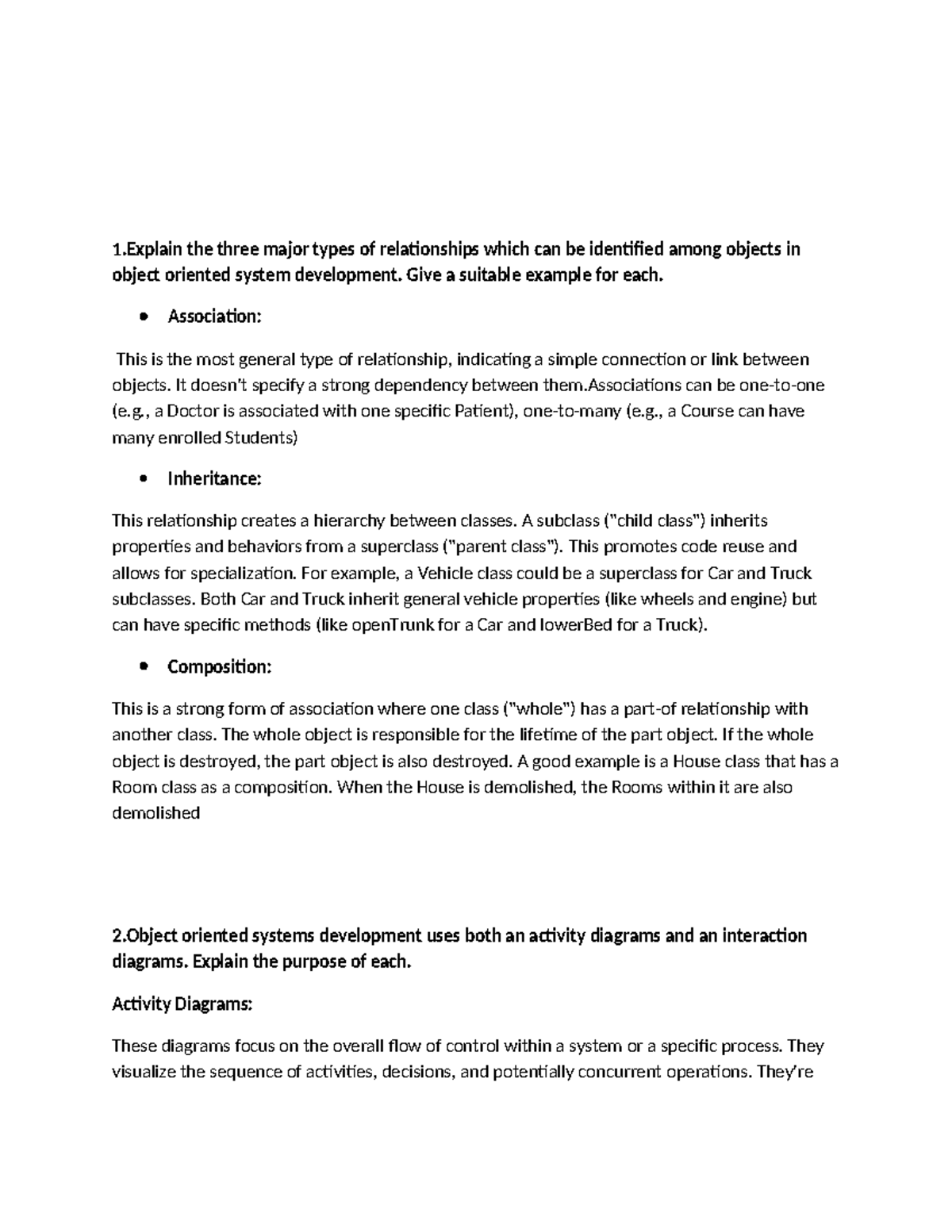 Object oriented programming X - 1 .Explain the three major types of ...